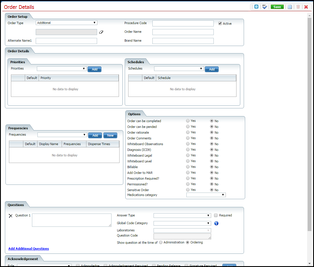 Order Details Additional Page Field Definitions